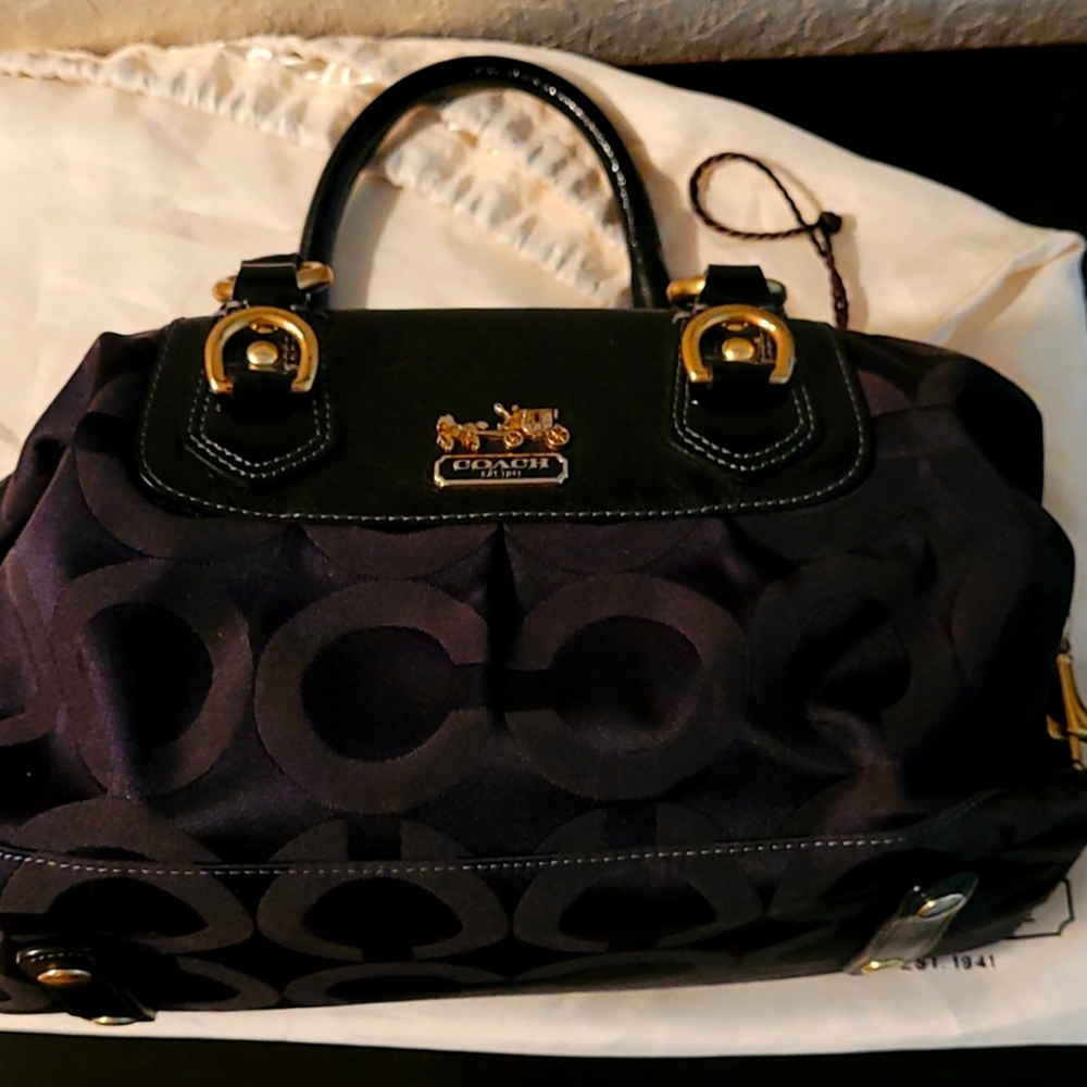 Coach Madison Sabrina Black Satchel/Handbag With Dust… - Gem